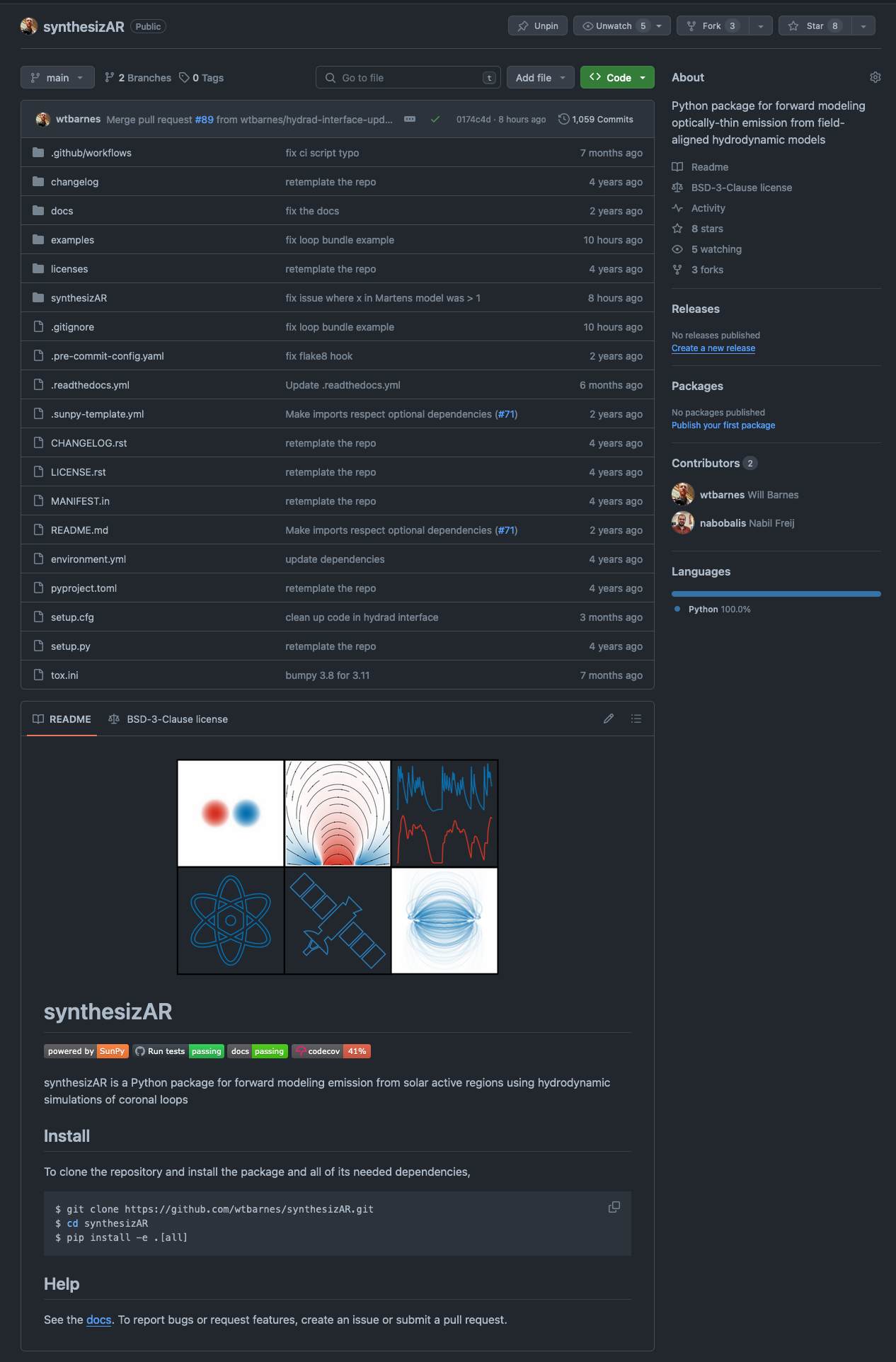 Synthesizar A Python Framework For Forward Modeling Optically Thin Emission From Field Aligned